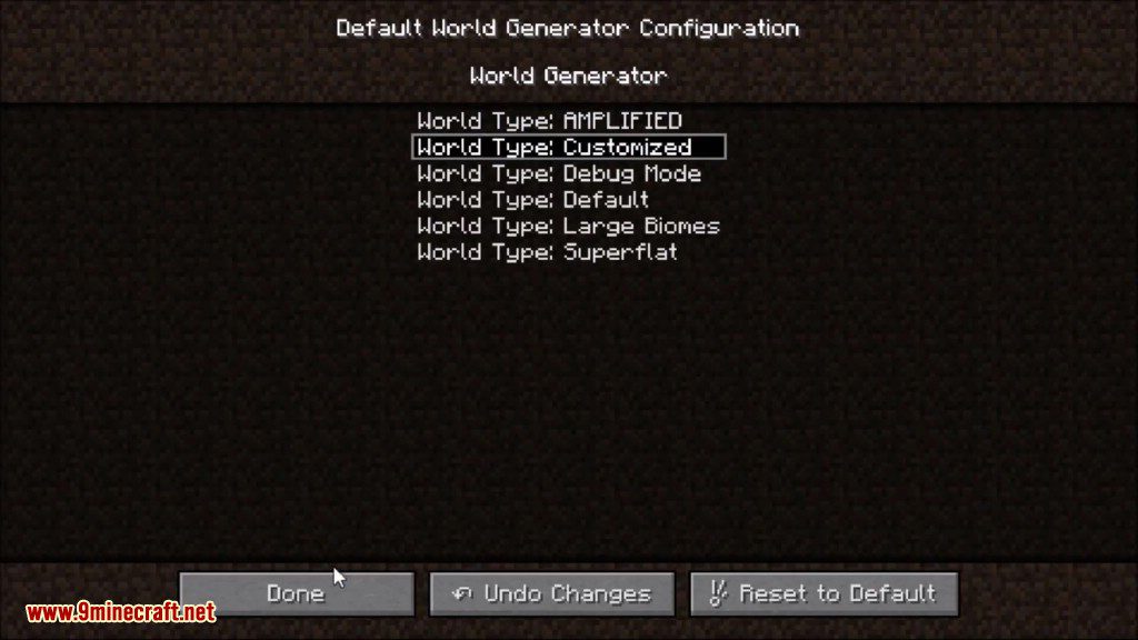 Default World Generator Mod - 1Minecraft