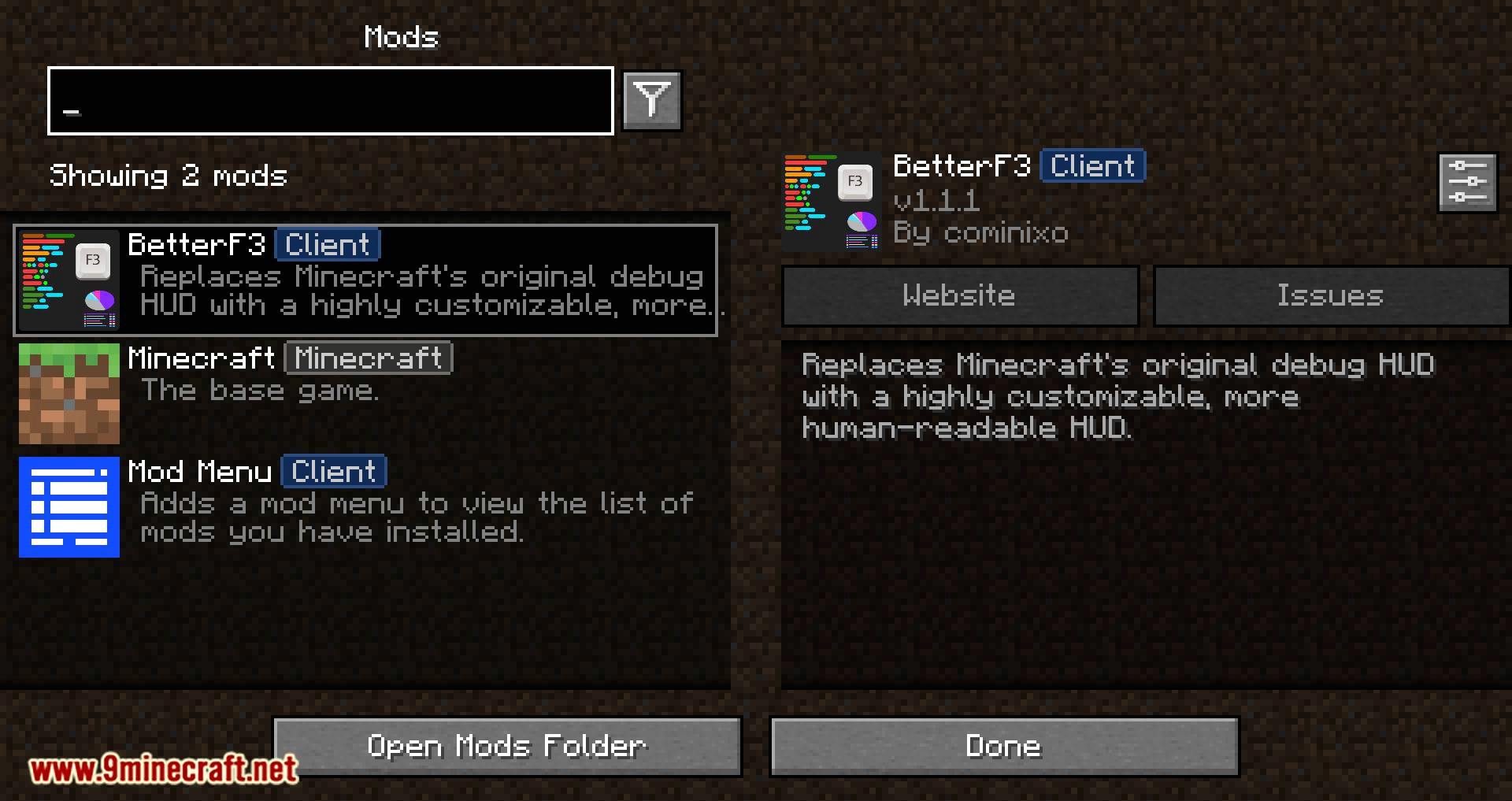 Betterf3 Mod - 1Minecraft