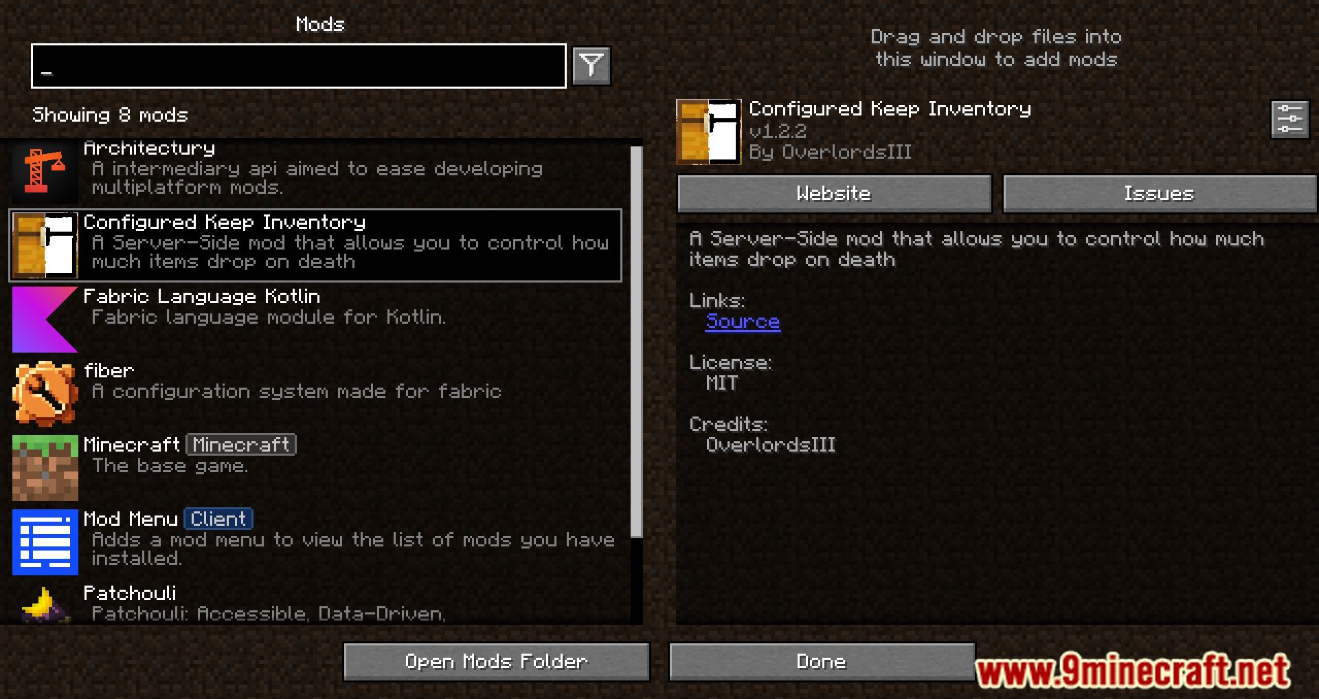 Configured Keep Inventory Mod - 1Minecraft