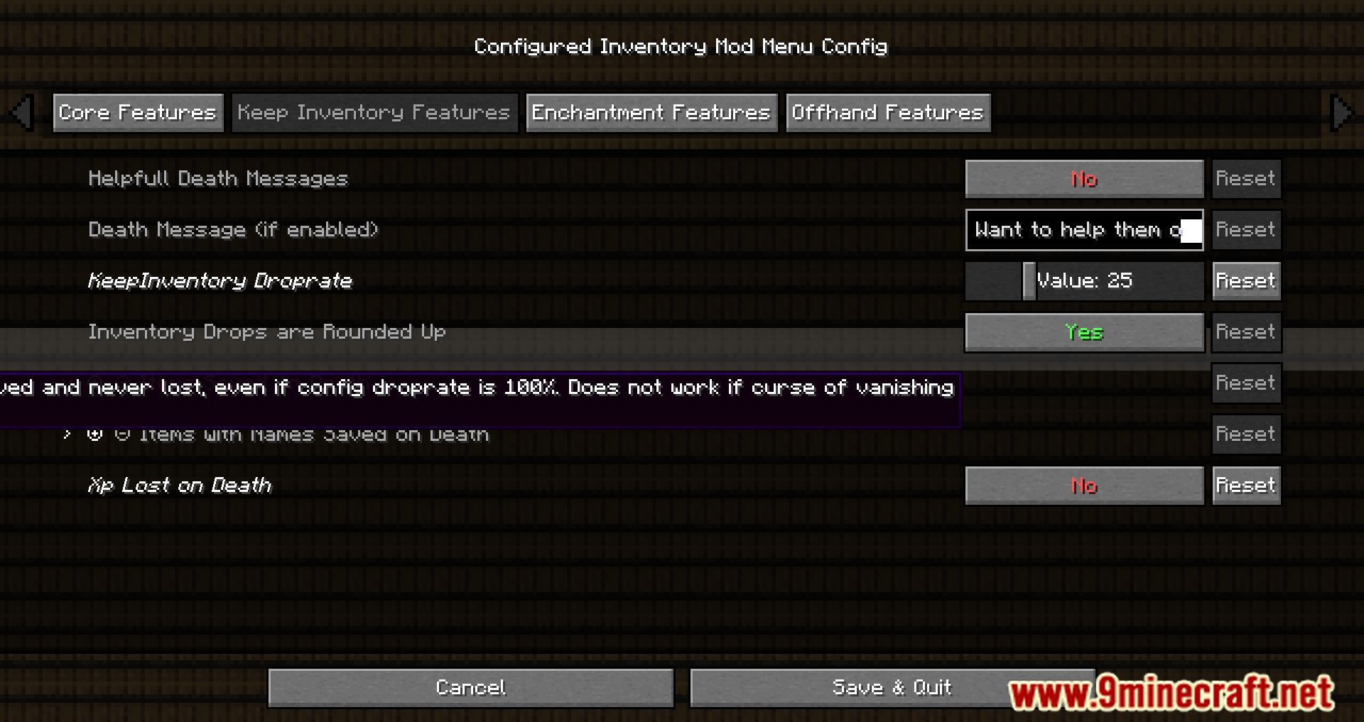 Configured Keep Inventory Mod - 1Minecraft