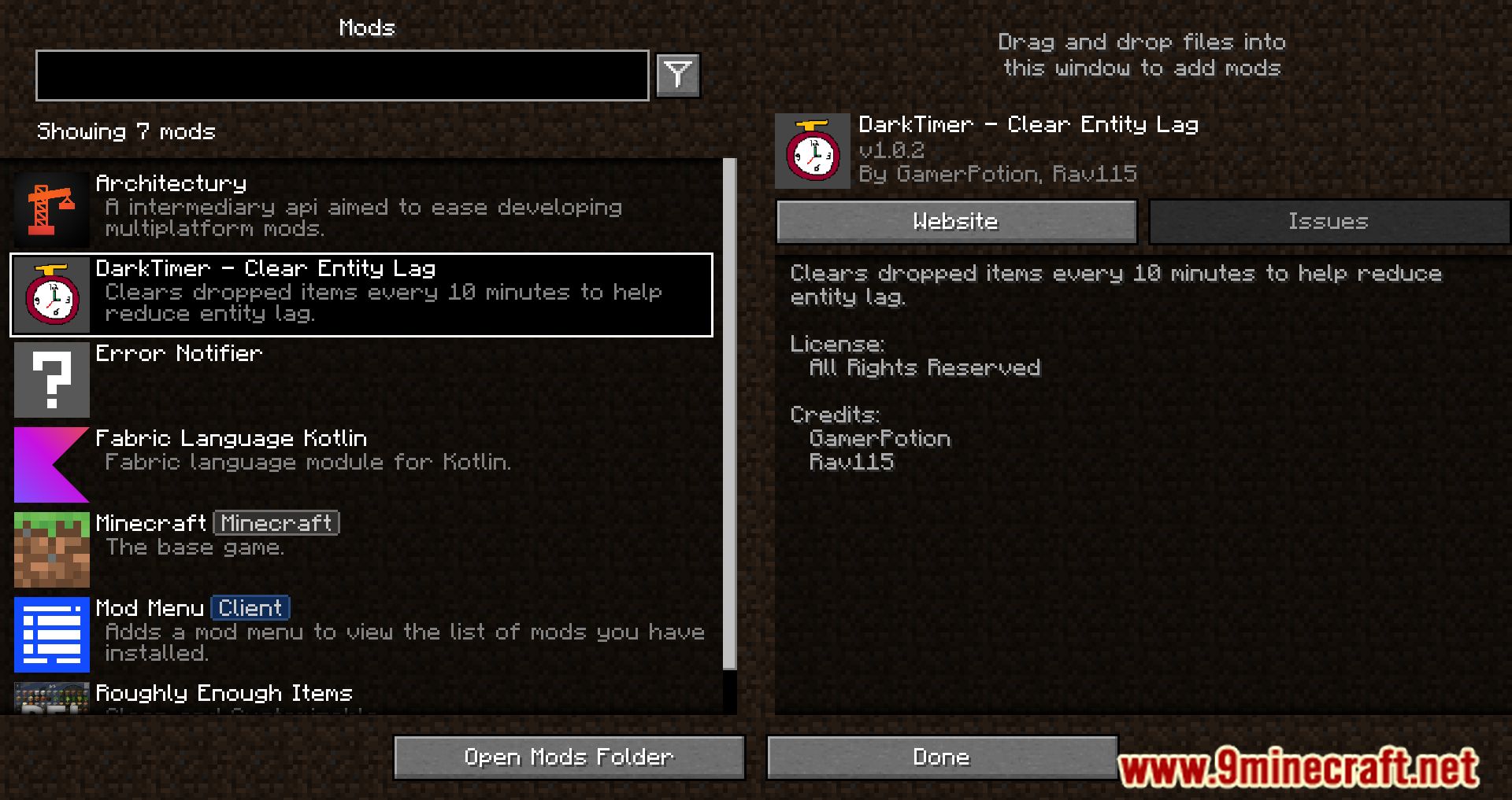 Darktimer Mod - 1Minecraft