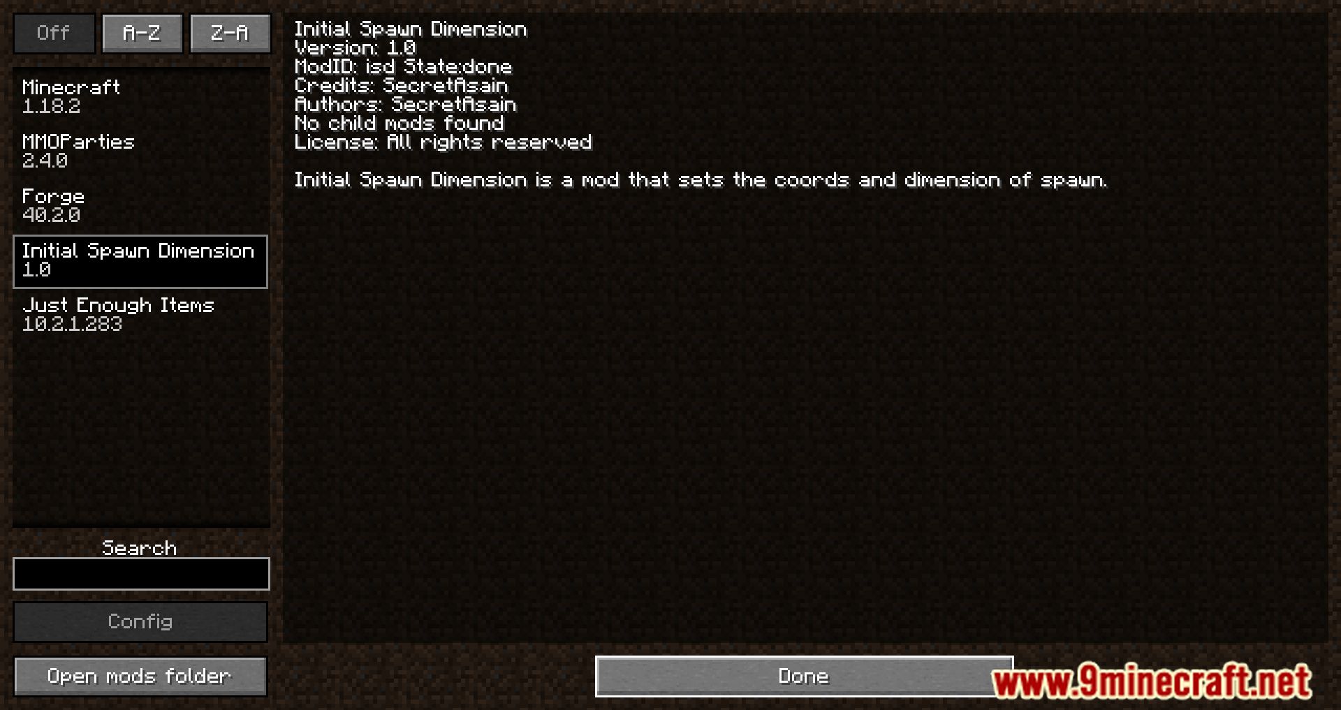 Initial Spawn Dimension Mod - 1Minecraft