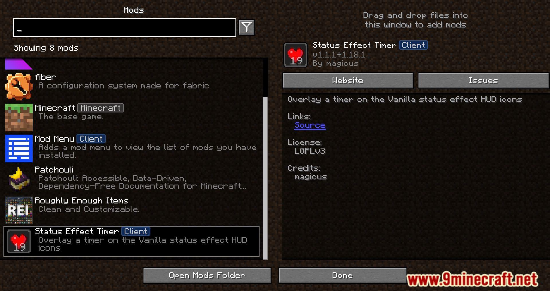 Status Effect Timer Mod - 1Minecraft